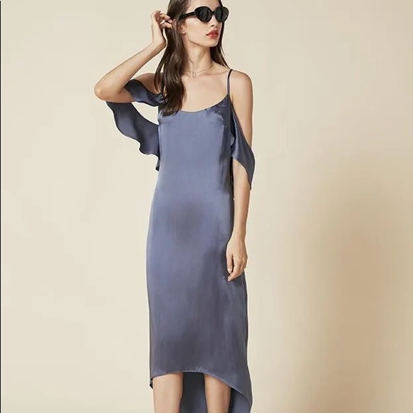 Reformation | Dresses | Reformation Blue Silk Satin Wave Dress Xs ...